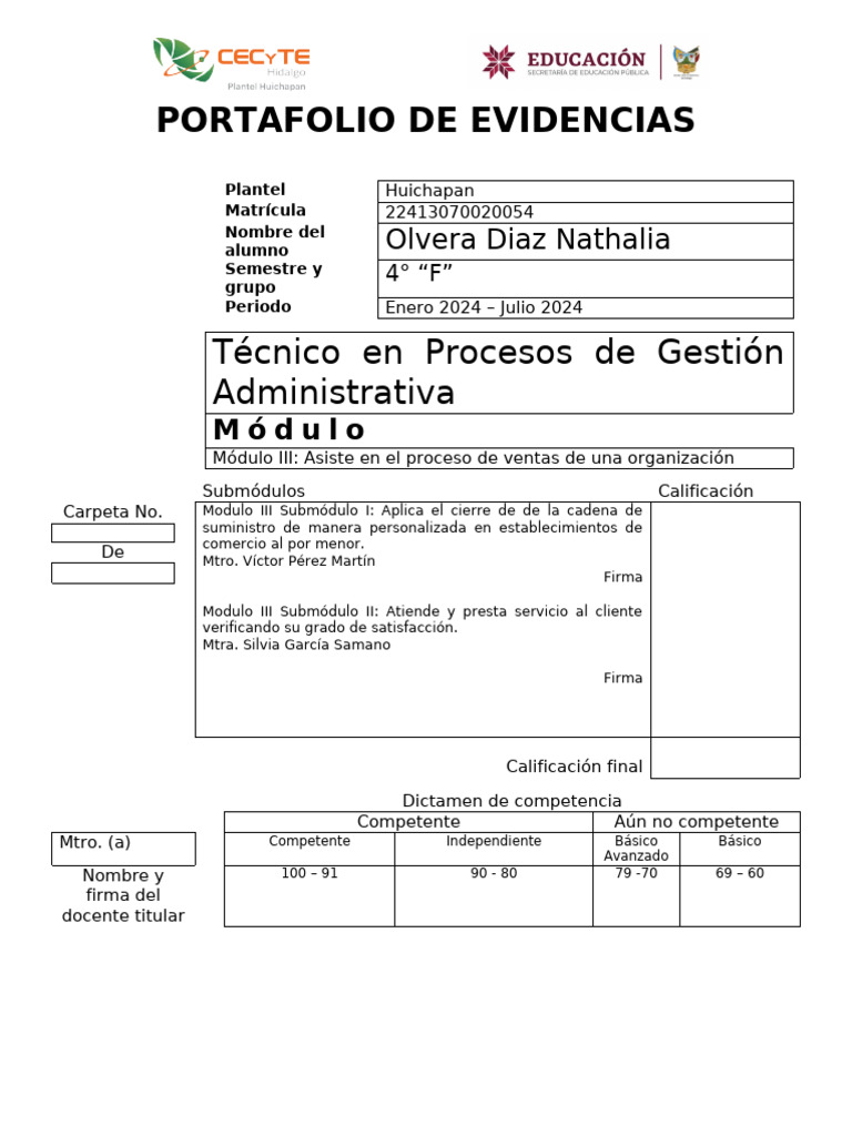 Portada Portafolio Evidencias 2024 M3 | PDF