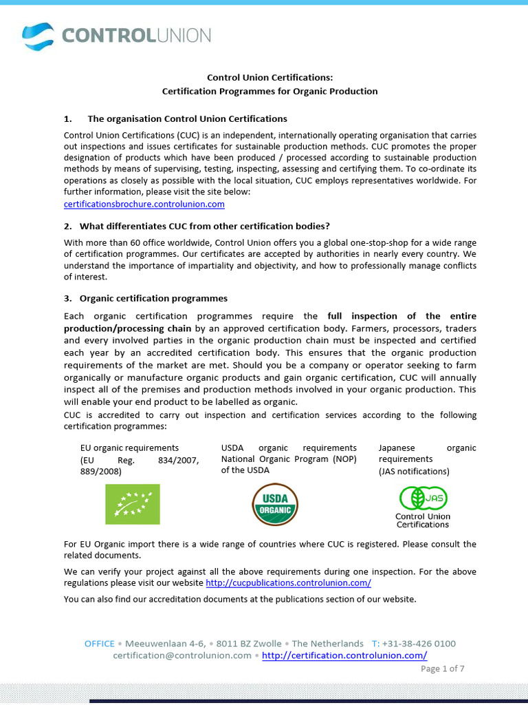 Organic Certification Process Overview | PDF | Agriculture | Food Industry