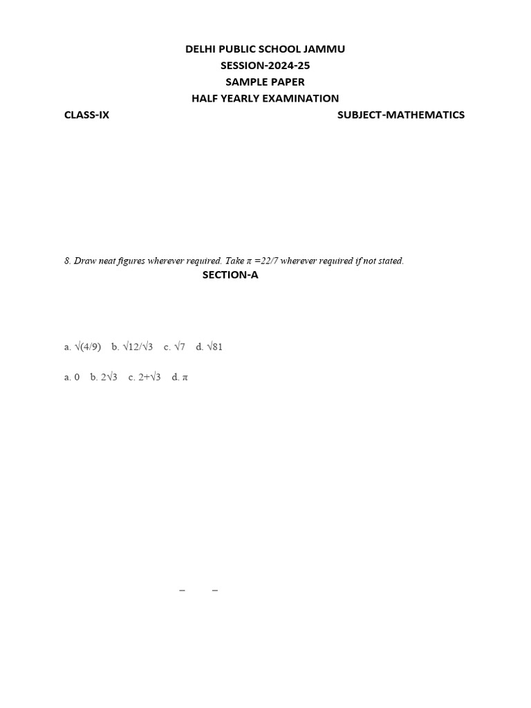 sample paper 9th HY(2024-25) | PDF