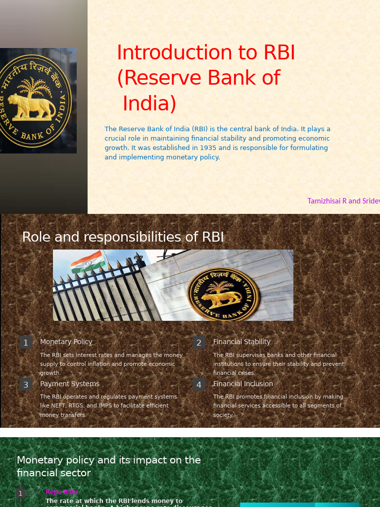 Introduction To RBI Reserve Bank of India | PDF | Reserve Bank Of India ...