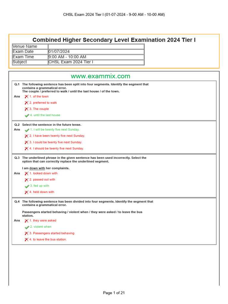 SSC CHSL Question Paper 2024 PDF in English All Shift | PDF