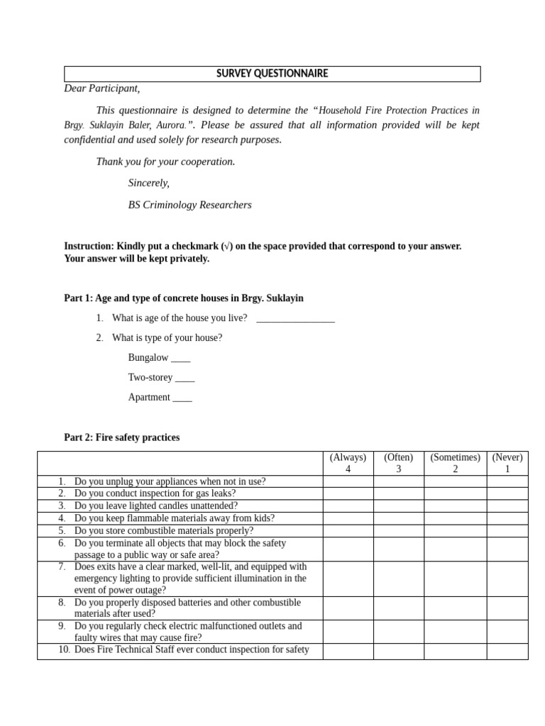 Survey Questionnaire Group Nila Dicker | PDF
