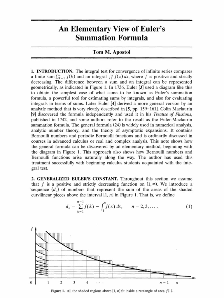 Apostol, T.M. - An Elementary View of Euler's Summation Formula | PDF | Summation | Integral