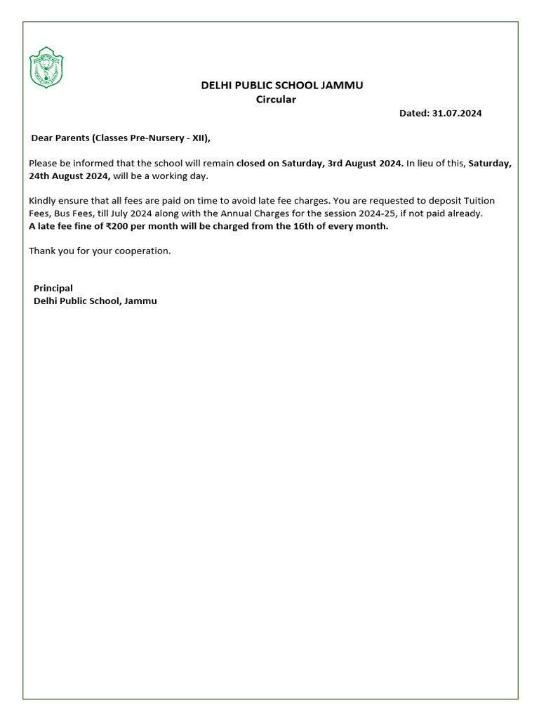 Circular Dated 31.07.2024 | PDF