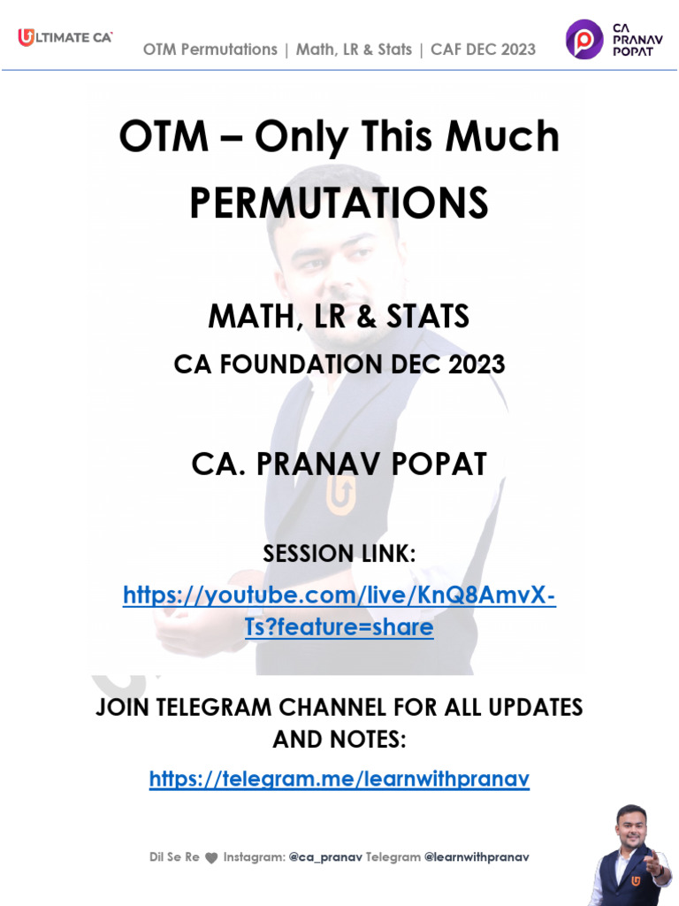 OTM Permutations Dec 2023 CAPRANAV | PDF