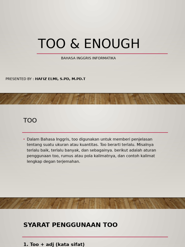 Too & Enough | PDF