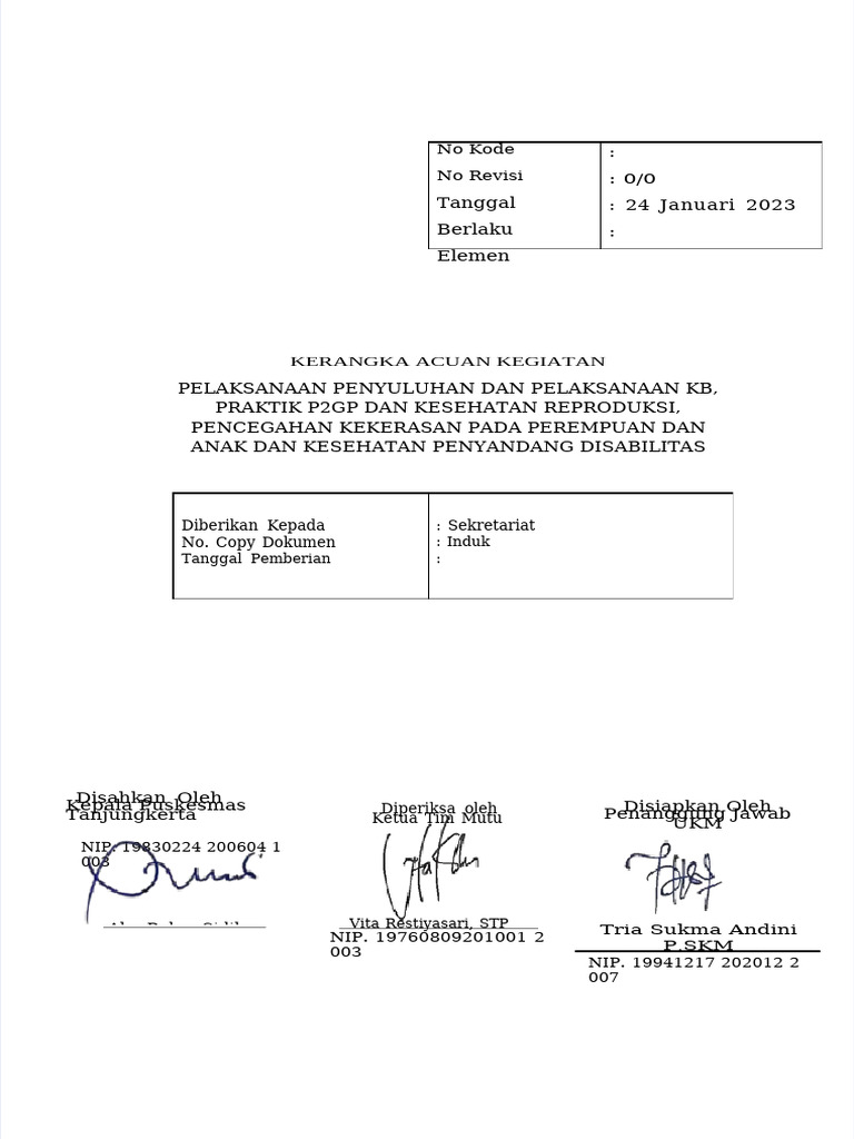 PDF Kak Penyuluhan Dan Pelaksanaan KB Praktik p2gp Dan Kesehatan Reproduksi Pencegahan Kekerasan ...