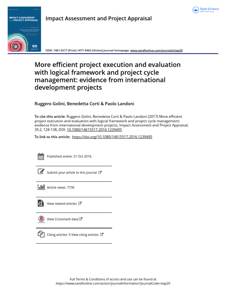 More Efficient Project Execution and Evaluation With Logical Framework and Project Cycle ...