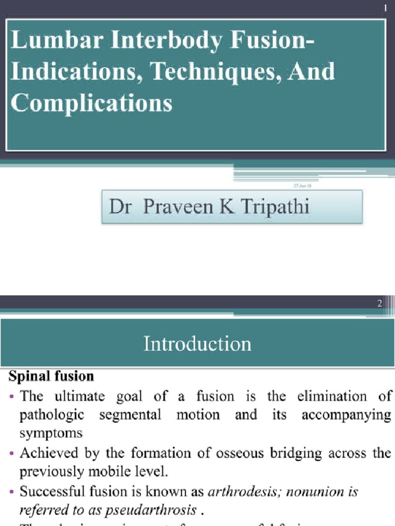 Lumbar Interbody Fusion Indications Techniques and Complications ...
