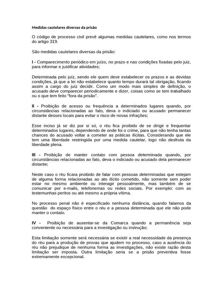 Trabalho PP - Medidas Cautelares Diversas Da Prisão | PDF