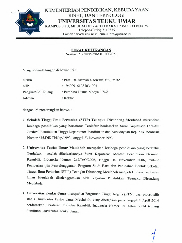 Akred UTU 2020 | PDF