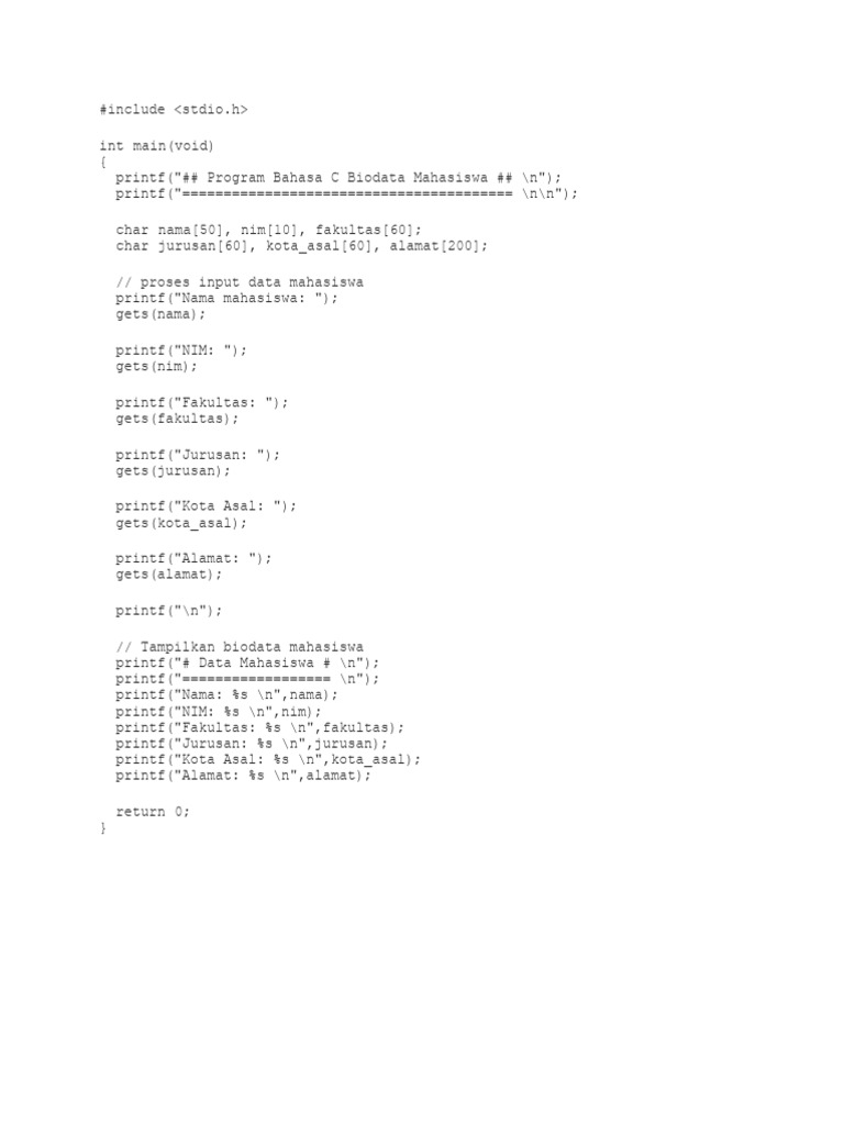 Program Biodata | PDF