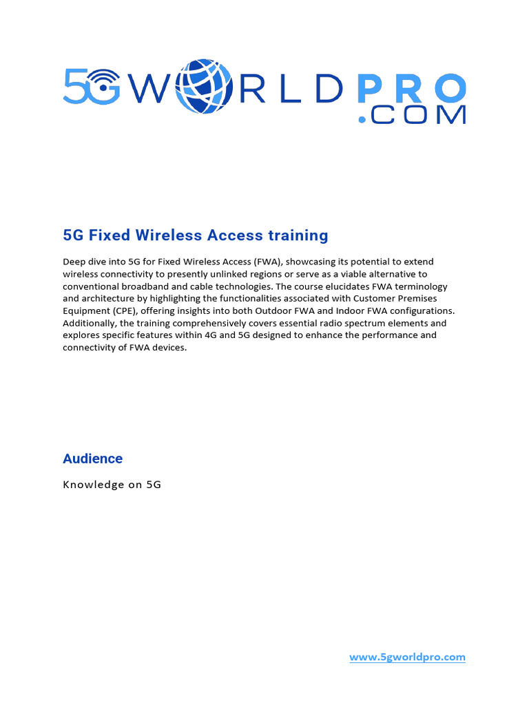 5G Fixed Wireless Access Training | PDF