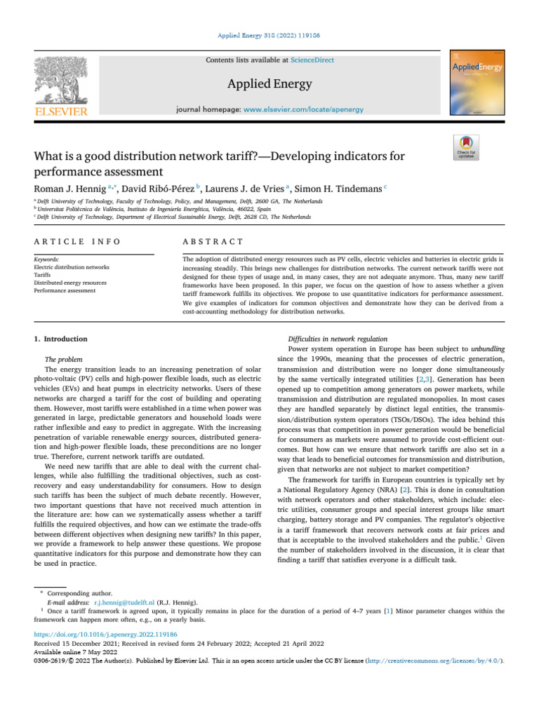 What Is Good Network Tariff-Building Indicators Measurement | PDF