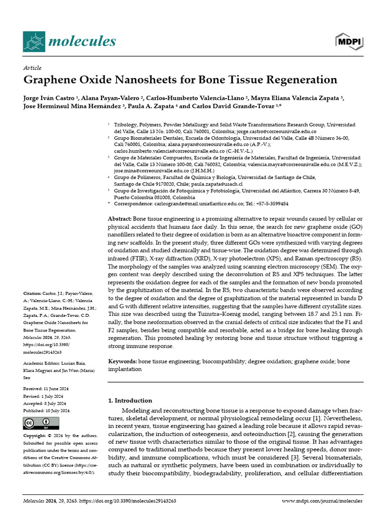 Graphene Oxide Nanosheets For Bone Tissue Regenera | PDF