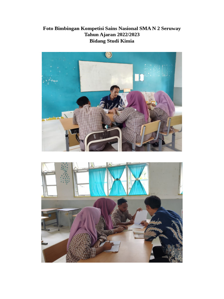 Foto Bimbingan Kompetisi Sains Nasional SMA N 2 Seruway | PDF ...
