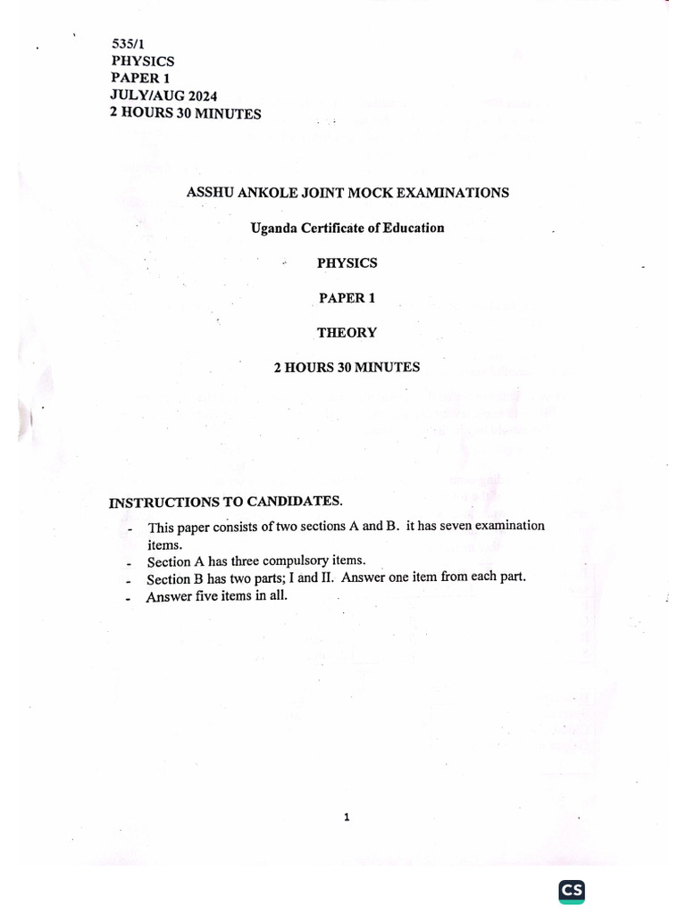 Ashu Mock Physics | PDF