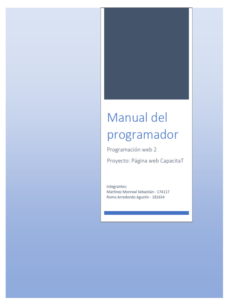 Manual Del Programador Proyecto CapacitaT | PDF | Php | Negocios
