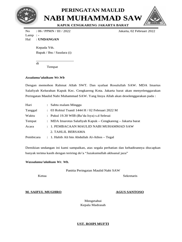 Undangan Maulid Nabi | PDF