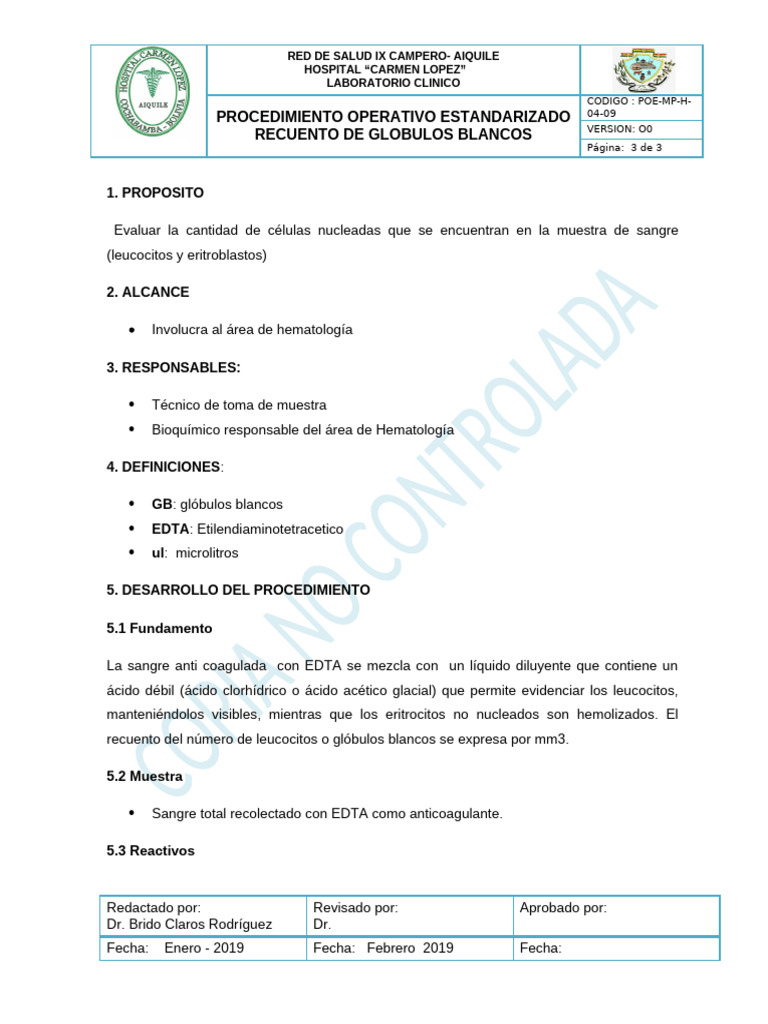 Poe-8 Recuento de Globulos Blancos | PDF