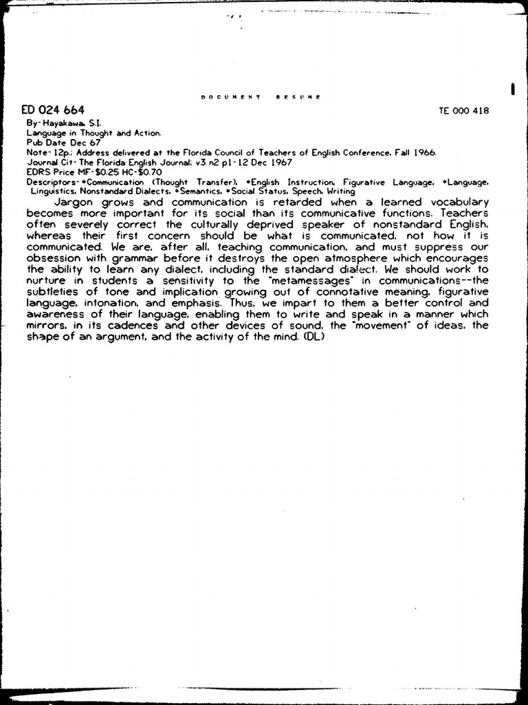 Language in Thought and Action | PDF