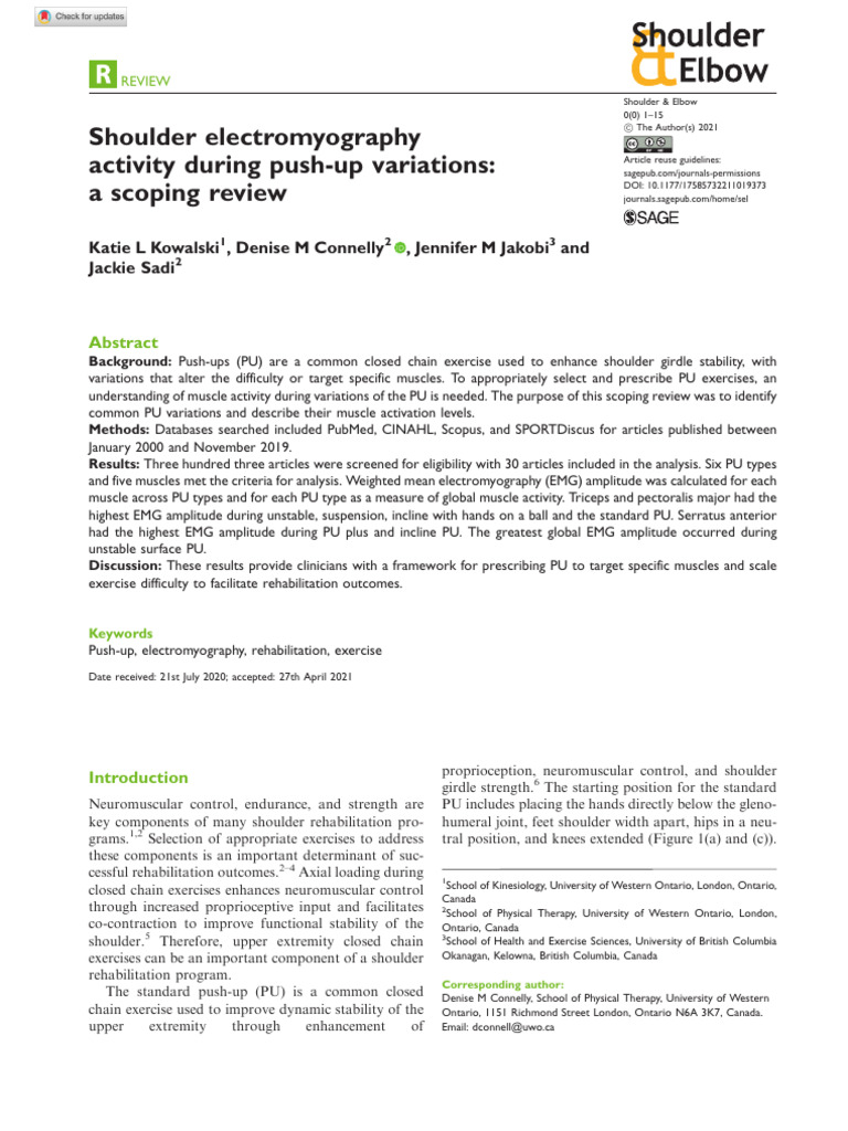 Shoulder Activity During Push Up | PDF