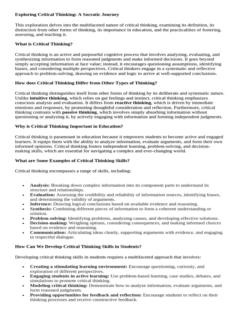 Exploring Critical Thinking | PDF