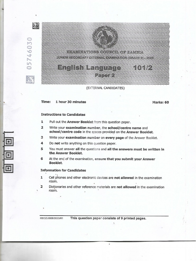 2023-EXT G9 ENG-Question P2 080554 | PDF