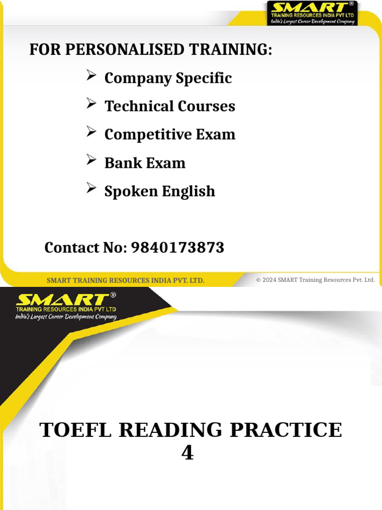 TOEFL Reading Practice 4 Qns | PDF