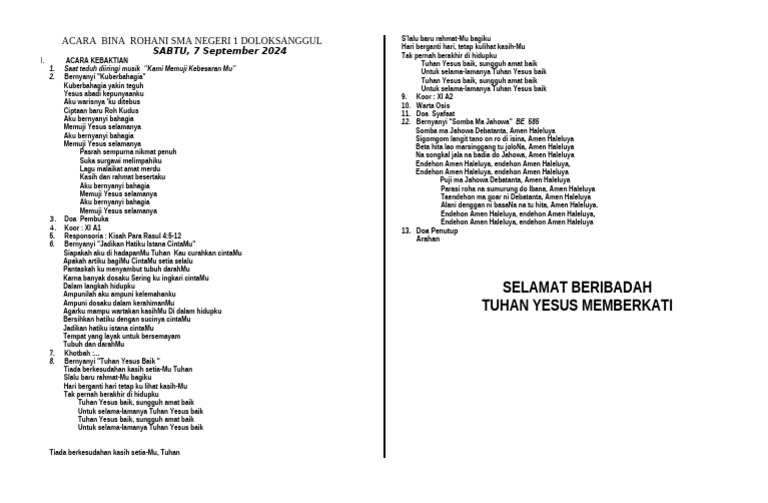 ACARA BINA ROHANI 7 September 2024 | PDF