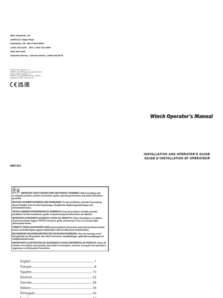 A1 - Winch Operators Manual | PDF