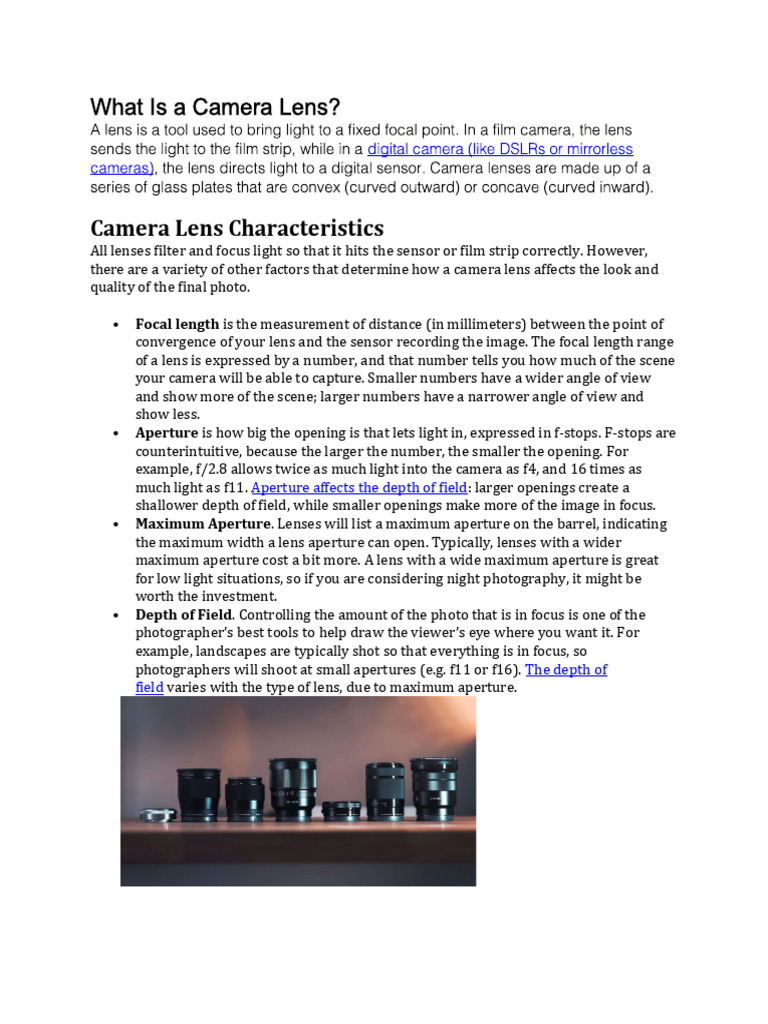 Understanding Camera Lenses | PDF | Camera Lens | Aperture