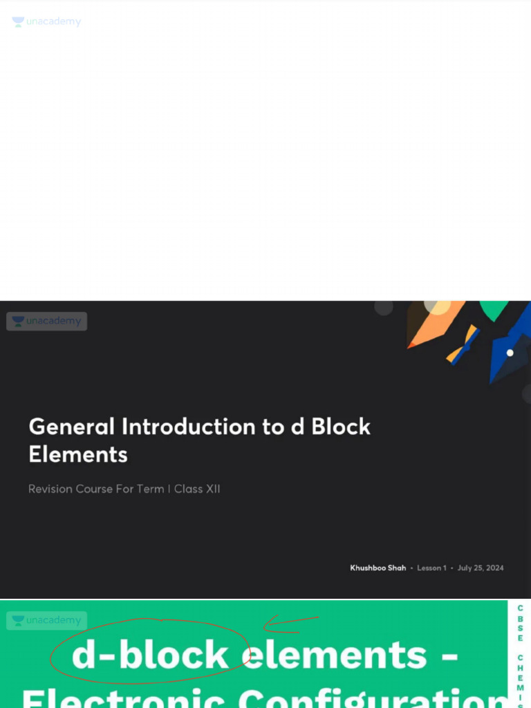 General Introduction to d Block Elements With Anno | PDF
