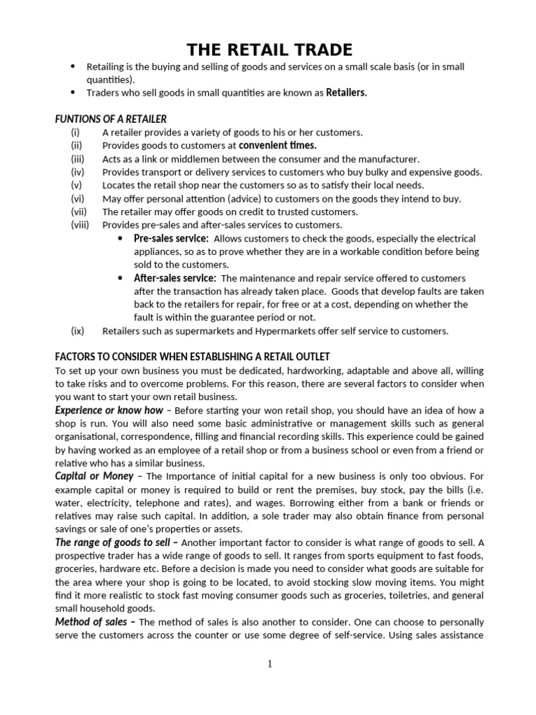Understanding Retail Trade Essentials | PDF | Retail | Goods