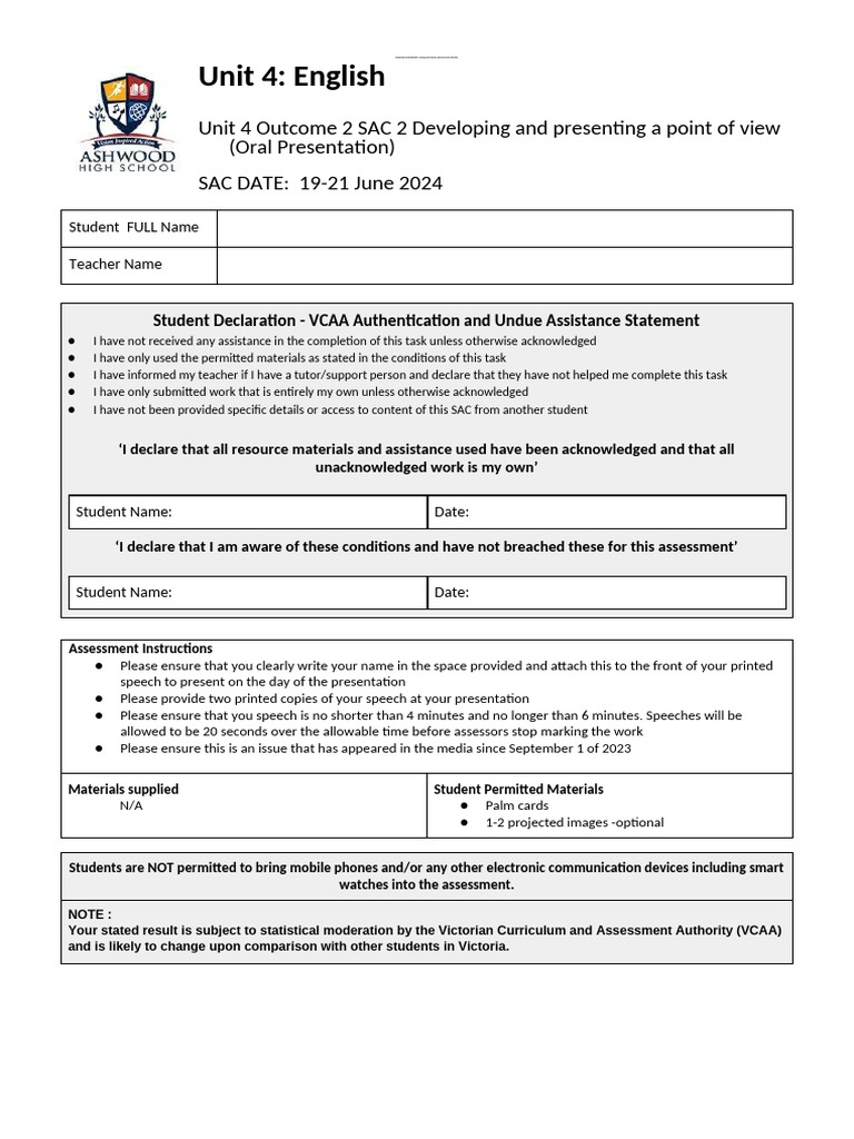 Oral Presentation Cover Sheet | PDF