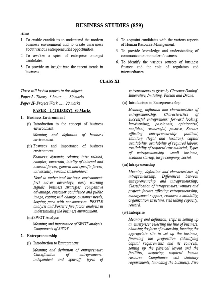 ISC Business Studies XI XII 020424 ISC2026 | PDF ISC Business Studies XI XII 020424 ISC2026 | PDF