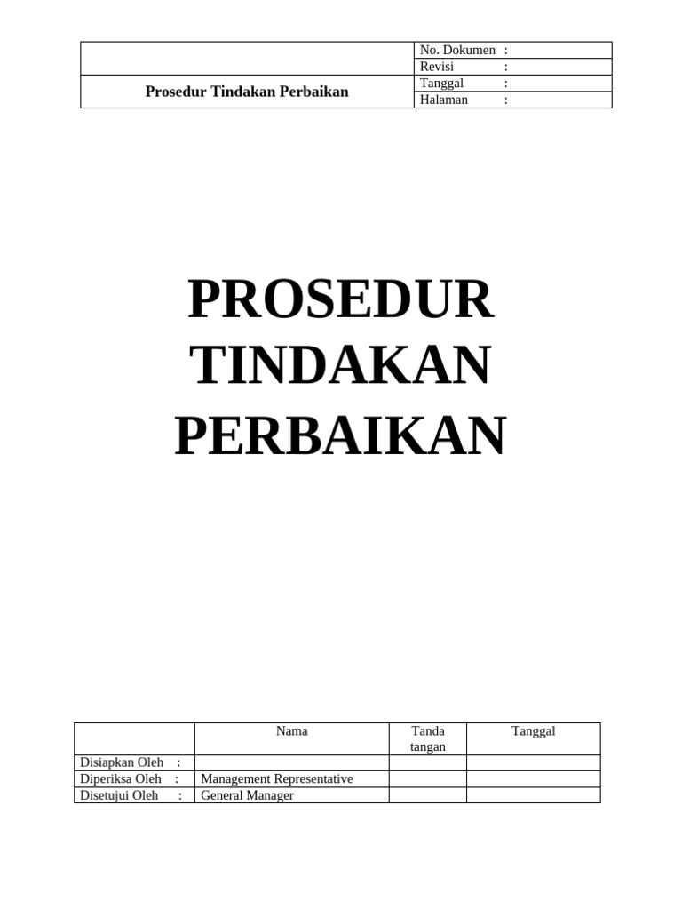 SOP-tindakan Perbaikan | PDF
