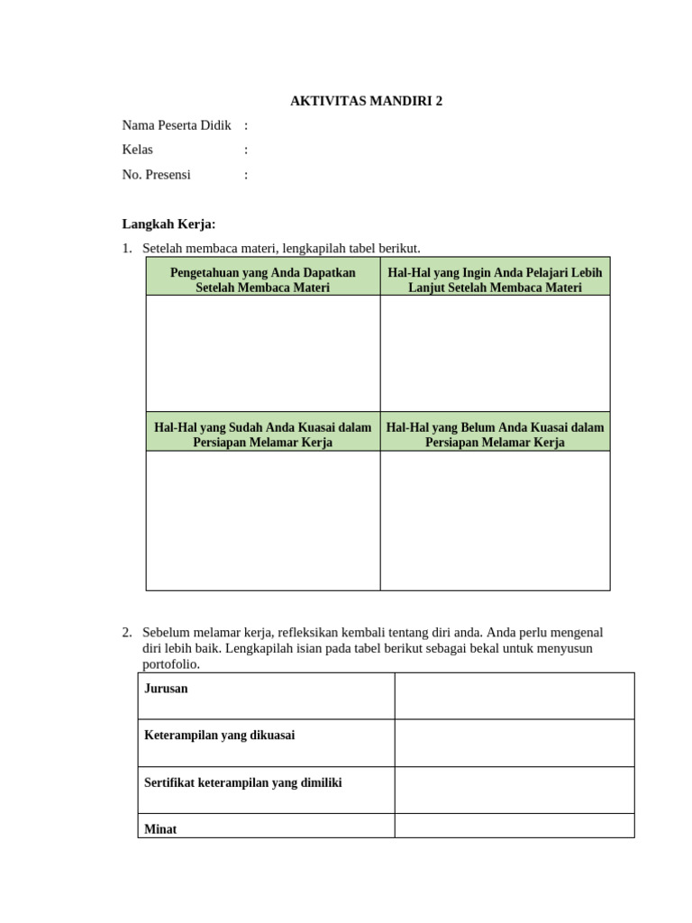 AKTIVITAS MANDIRI 2 | PDF