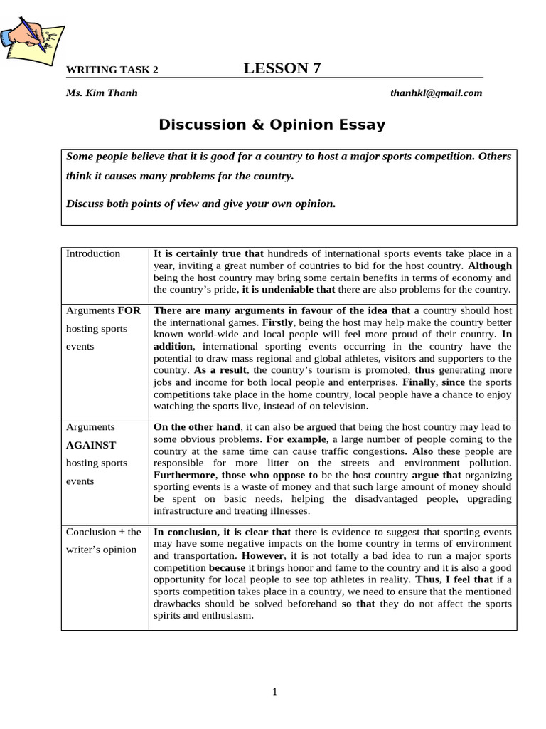 LESSON 7 - Discussion& Opinion Essays | PDF