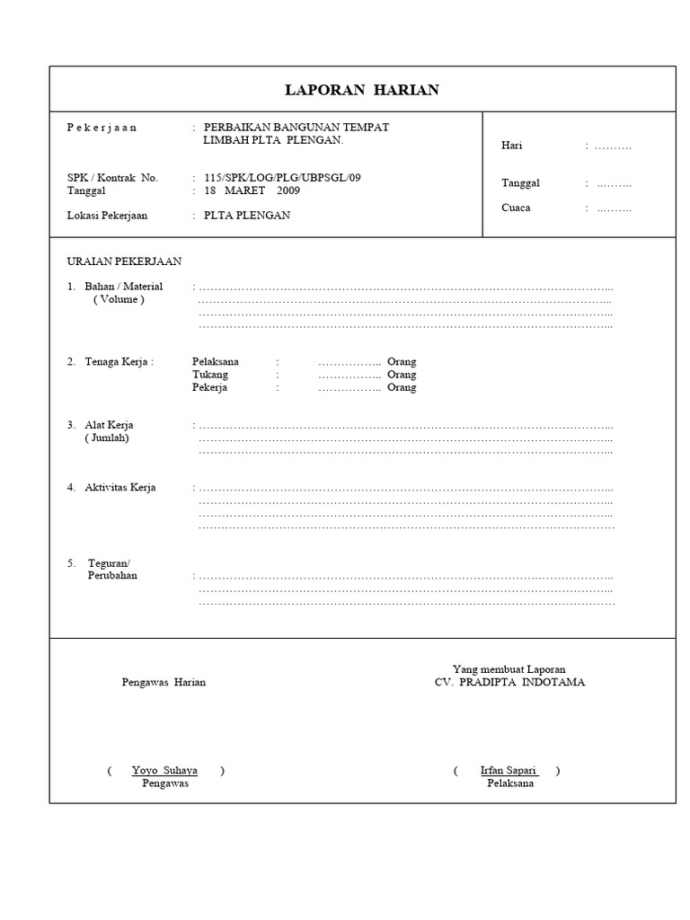 LAPORAN HARIAN | PDF