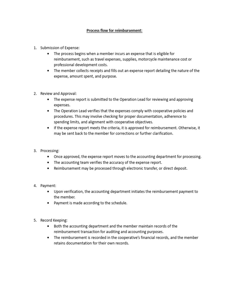 Sample Process Flow For Reimbursement | PDF
