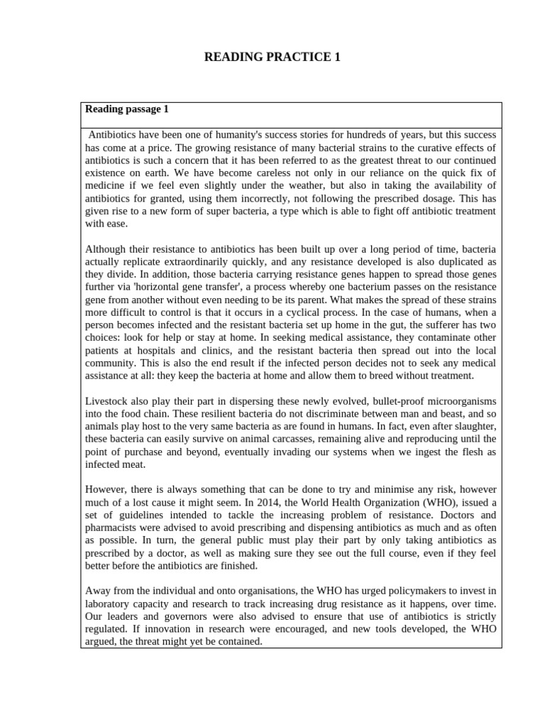 TRS601 - Reading Practice 1 | PDF