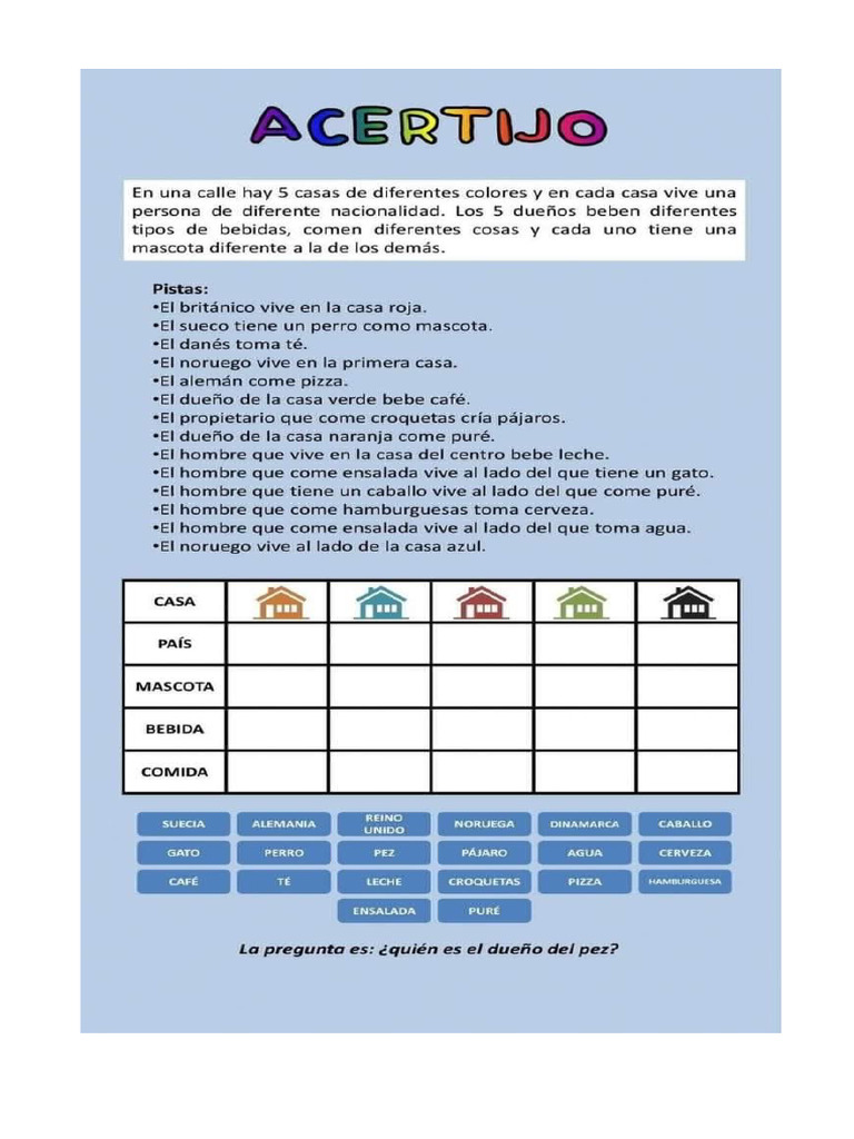 Acertijo de Einstein | PDF