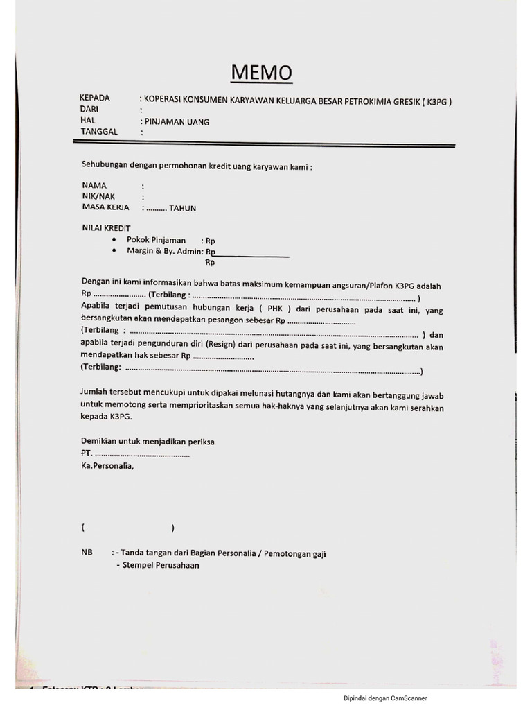Form Pinjaman K3PG Terbaru | PDF