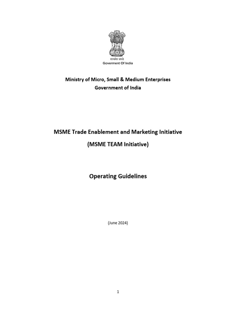 Approved Msme Team Guidelines | PDF