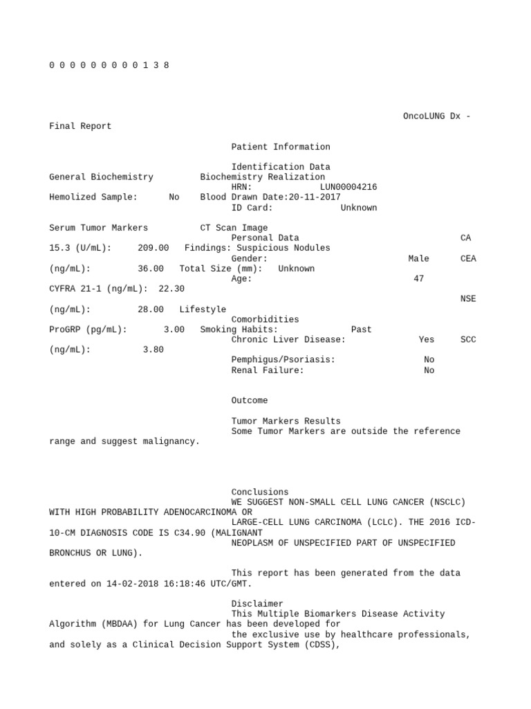 Lung Cancer Report Sample High en | PDF
