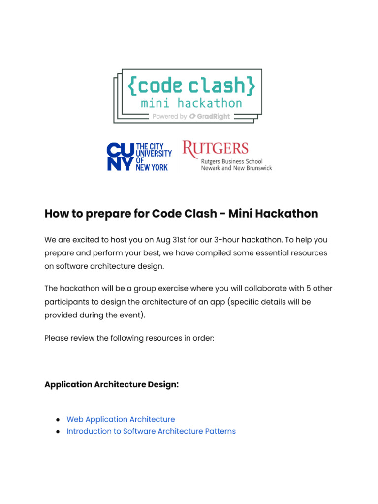 Preparing for Code Clash Hackathon | PDF | Computers