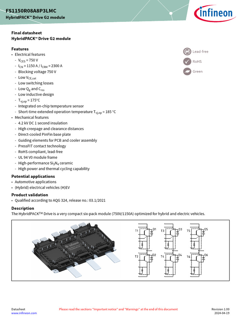 Infineon FS1150R08A8P3LMC DataSheet v01 00 En-3450168 | PDF