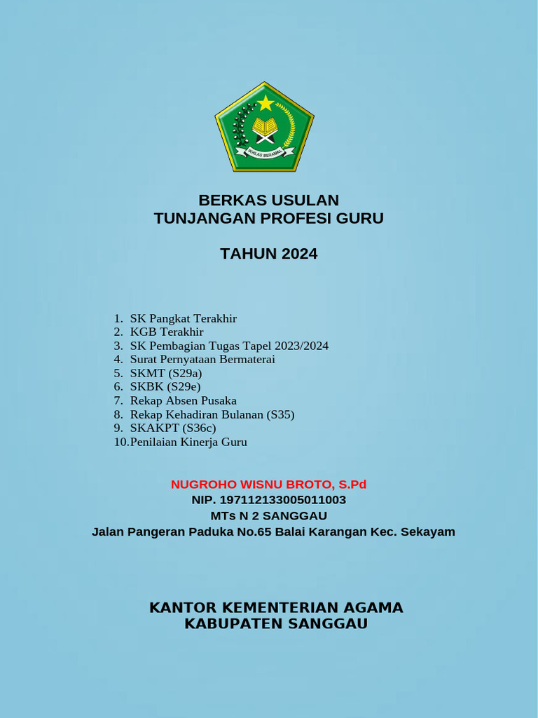 Cover Usulan TPG 2024 | PDF
