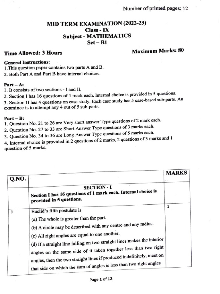 DPS MR Class 9 First Teem Exam 09-Sep-2022 | PDF